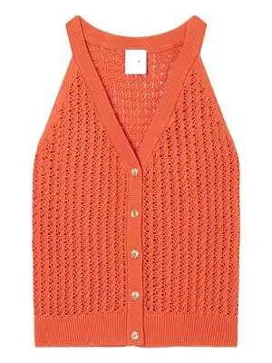 Varley Hollow Knit Button-front Vest - Red