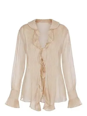 ALBERTA FERRETTI Alberta Ferretti Silk Chiffon Pleated Shirt
