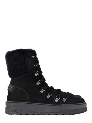 Bogner Calgary Shearling-trimmed Suede Lace-up Boots - Black