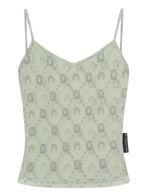MARINE SERRE Marine Serre Moonogram Mesh Strappy Top Gray