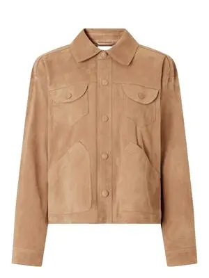 FRAME Cropped Suede Utility Jacket - No