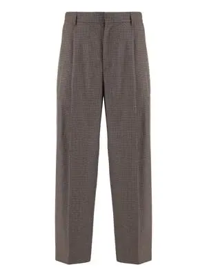 DARKPARK Houndstooth Checked Wide-leg Trousers - Brown