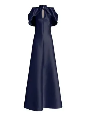 ALBERTA FERRETTI Alberta Ferretti Cape Sleeve High Neck Gown