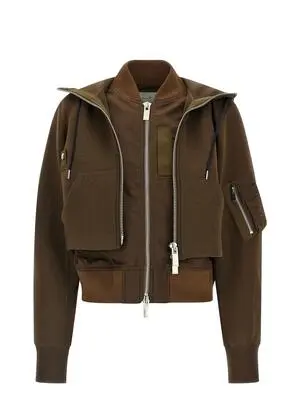 Sacai Zip-up Bomber Jacket - Brown
