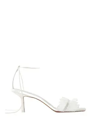 NEOUS Neous Twill And Eyelash Lace Heeled Sandals