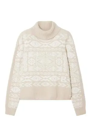 Bogner Nadin Fair Isle Appliqué Turtleneck Sweater - White
