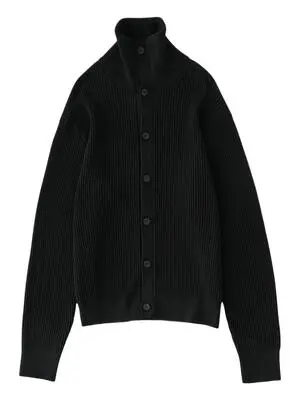 Studio Nicholson Ribbed Knit High Neck Top - Black