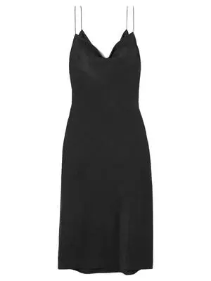 Calvin Klein Wool Crepe De Chine Midi Dress - Black