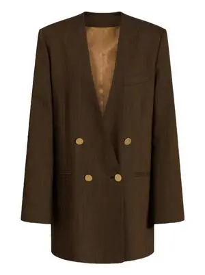 ALBERTA FERRETTI Alberta Ferretti Double-Breasted Collarless Blazer
