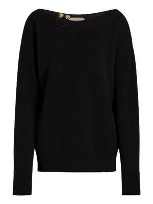 Alberta Ferretti Button-embellished Boat-neck Sweater - Black