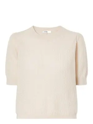 FRAME Frame Short-Sleeve Openwork Knit Top