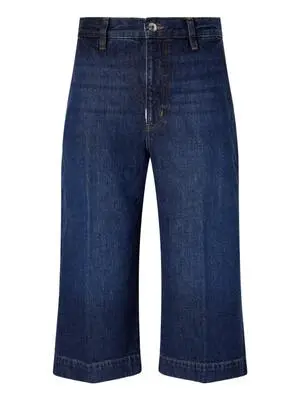 FRAME High-waisted Straight Leg Cropped Denim Pants - Blue