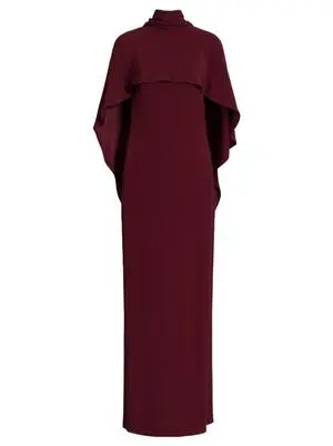 Alberta Ferretti Long Dress With Cape Detail And Back Bow - Bordeaux