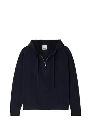 ALLUDE Wool Blend Zip-up Hoodie - Black