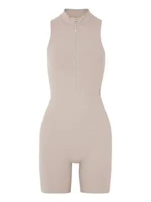 On Recycled-jersey Bodysuit With Zip-up Neckline - Nude