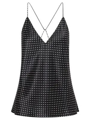 NILI LOTAN Polka Dot V-neck Camisole Mini Dress - Black