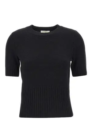 VINCE Vince Ribbed Short Sleeve Knit Sweater