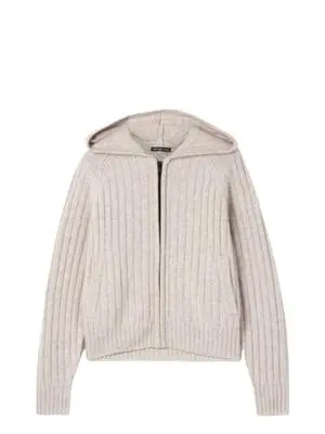 JAMES PERSE James Perse Ribbed Recycled-Cashmere Zip-Up Hoodie