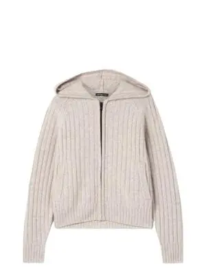 JAMES PERSE James Perse Ribbed Recycled-Cashmere Zip-Up Hoodie