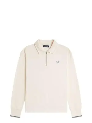 Fred Perry Half Zip Collared Sweatshirt - Ecru