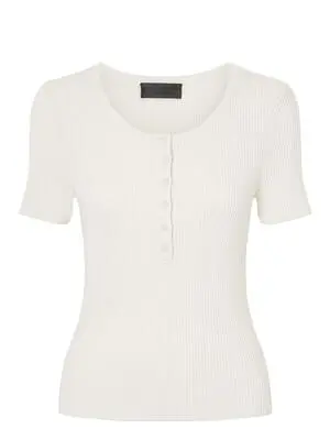 NILI LOTAN Francene Ribbed Wool And Silk-blend Top - No