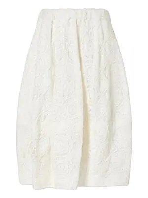 Comme Des Garçons Pleated Crocheted Cotton Midi Skirt - White