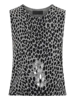 NILI LOTAN Nessa Leopard-jacquard Cashmere Tank - Black
