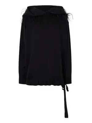 SHARON WAUCHOB Sharon Wauchob Feather-Trimmed Silk-Blend Hoodie