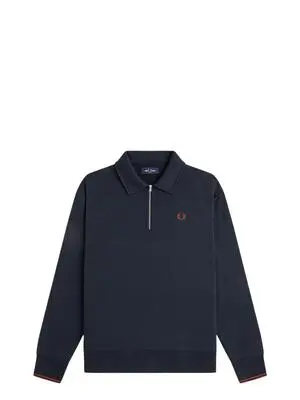 Fred Perry Half Zip Collared Sweatshirt - Navy
