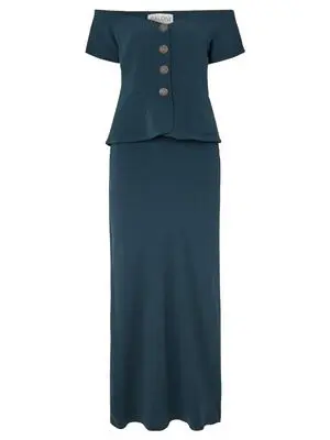 Saloni Off-the-shoulder Mid-length Dress - Blue