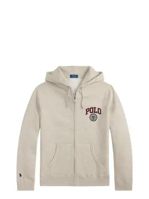 Polo Ralph Lauren Logo Embroidered Zip-up Drawstring Hoodie - Grey