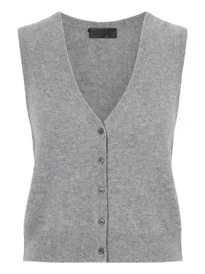 NILI LOTAN Porter Cashmere V-neck Sweater Vest - Gray