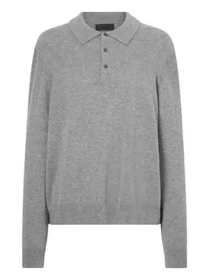 NILI LOTAN Cashmere Polo Sweater - Gray