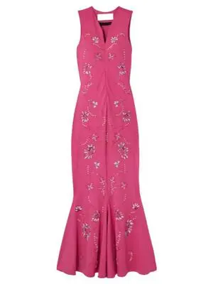 CONNER IVES Conner Ives Crystal-Embellished Recycled Stretch-Jersey Maxi Dress