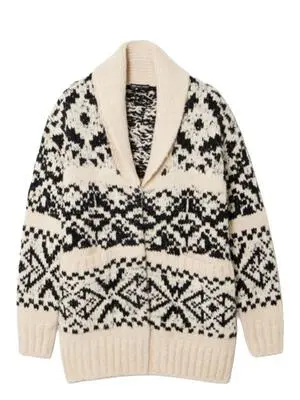 JAMES PERSE Intarsia-knit Wool-blend Cardigan - Nude