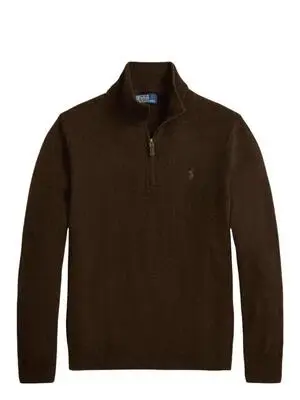 Polo Ralph Lauren Embroidered Pony Quarter-zip Sweater - Brown