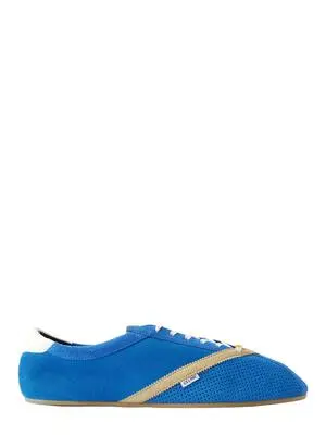 Celine Suede And Leather Trimmed Lace-up Sneakers - Blue