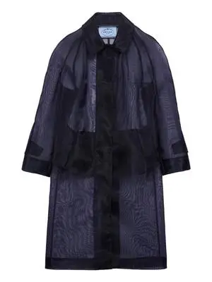 Prada Single-breasted Crinoline Coat Navy