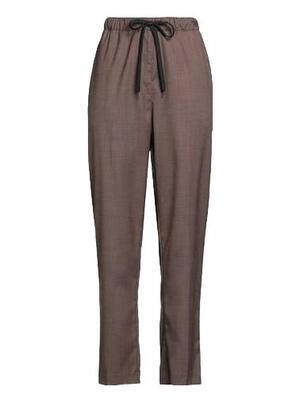 MEIMEIJ Straight-leg High-waisted Drawstring Pants - Brown