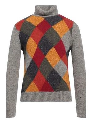 ZANONE Turtleneck Sweater In Geometric Patterned Alpaca Wool Blend - Grey