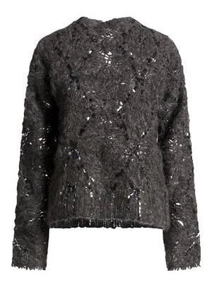 Brunello Cucinelli Mohair Wool Blend Sequin Embellished Sweater - Grey