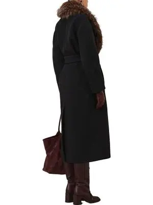 Zimmermann Valiant Wool Coat With Removable Faux Fur Collar - Black