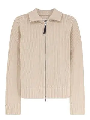 MAISON MARGIELA MAISON MARGIELA Wool Blend Zip-Up Cardigan Beige
