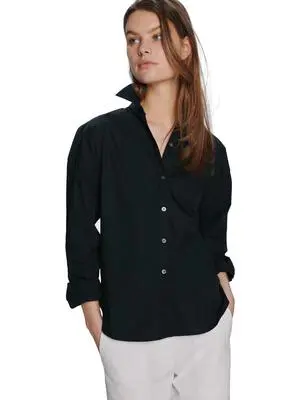 ATM Anthony Thomas Melillo Cotton Poplin Boyfriend Shirt - Black