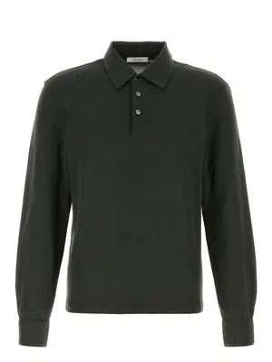 THE ROW Dark Knit Reyes Polo Shirt - Green