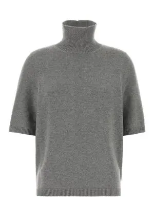ALAÏA ALAIA Short-Sleeve High-Neck Sweater In Stretch Cashmere Blend