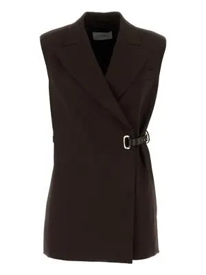Sportmax Stretch Viscose Gettone Vest - Brown