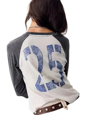 Daydreamer On Base Burnout Raglan Tee - Ivory Combo