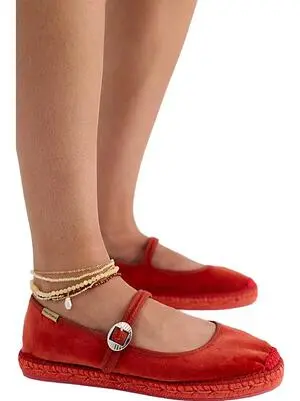 FP VEGAN COLLECTION Velvet Mary Jane Espadrilles - Persimmon