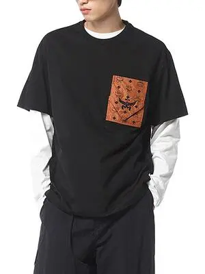 Mcm Monogram Patch Pocket T-shirt In Organic Cotton - Black